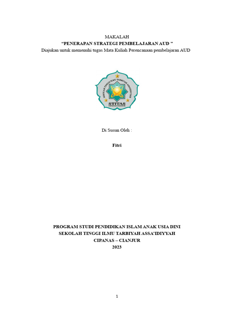 Perencanaan Pembelajaran AUD Fipy | PDF
