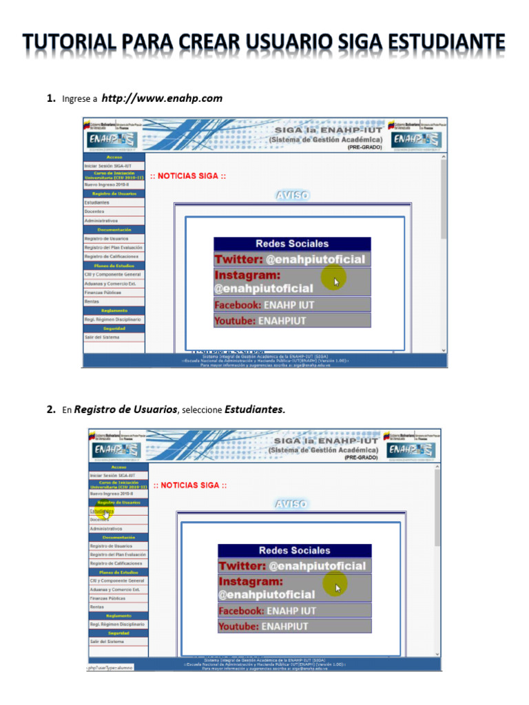 Tutorial USUARIO SIGA | PDF