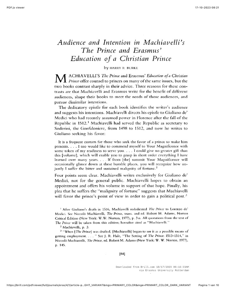 1.2 Harry R. Burke - Audience and Intention in Machiavelli's The Prince ...