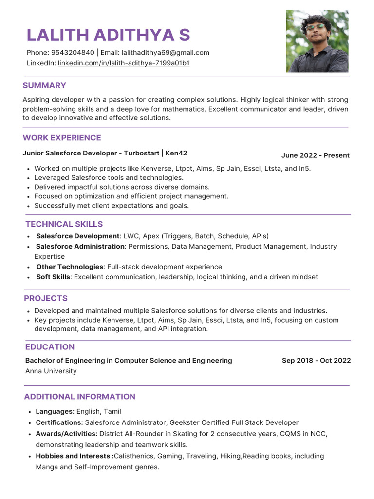 Lalith Adithya S - Resume | PDF