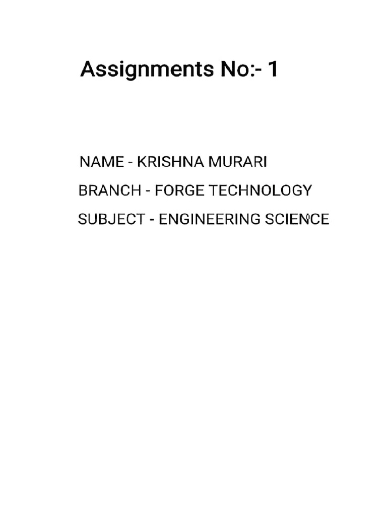 Engineering Science Assignment-1 (Krishna Murari) | PDF