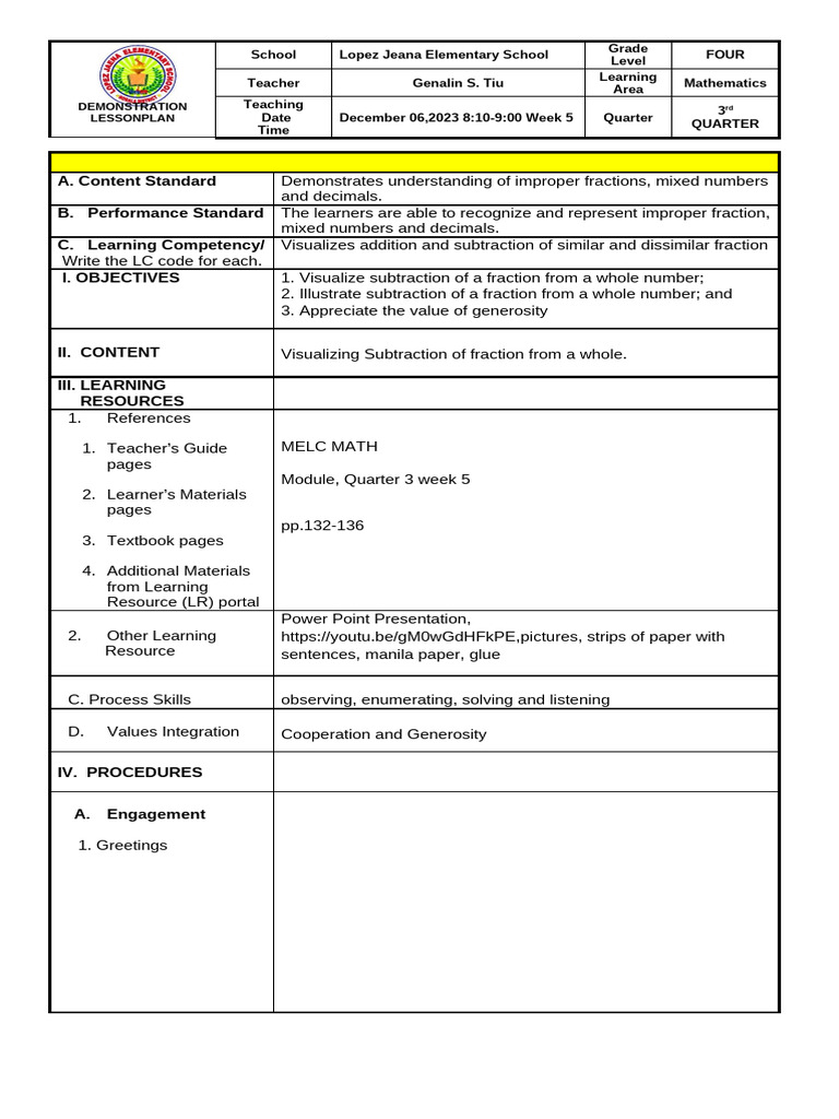 Cot 2 Math Quarter 2 Week 5 | PDF