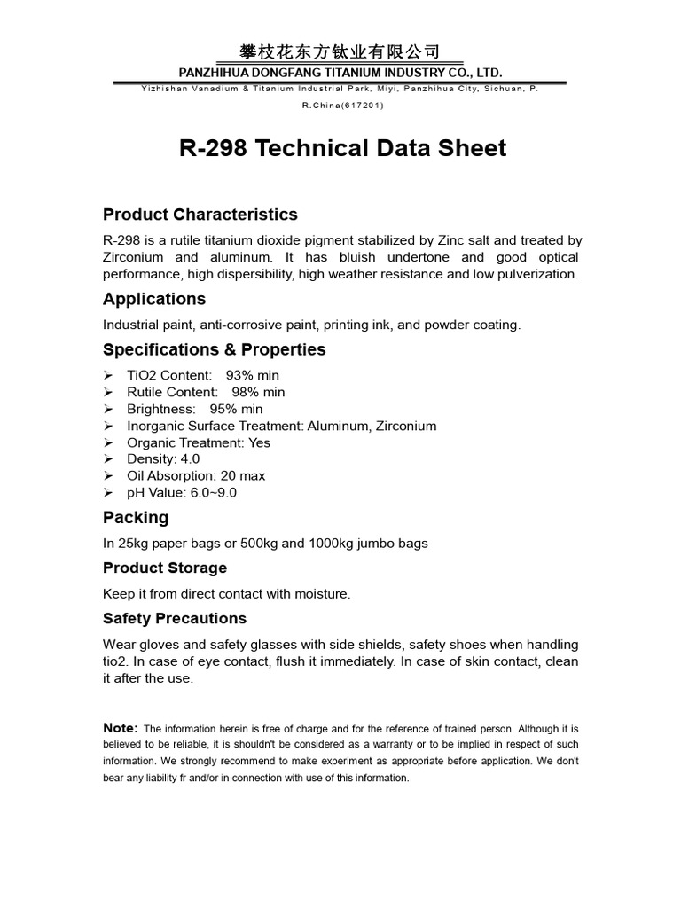 Titan R-298 Tds | PDF | Science & Mathematics | Technology & Engineering