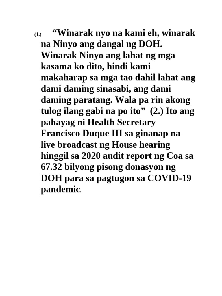 Winarak Nyo Na Kami Eh | PDF