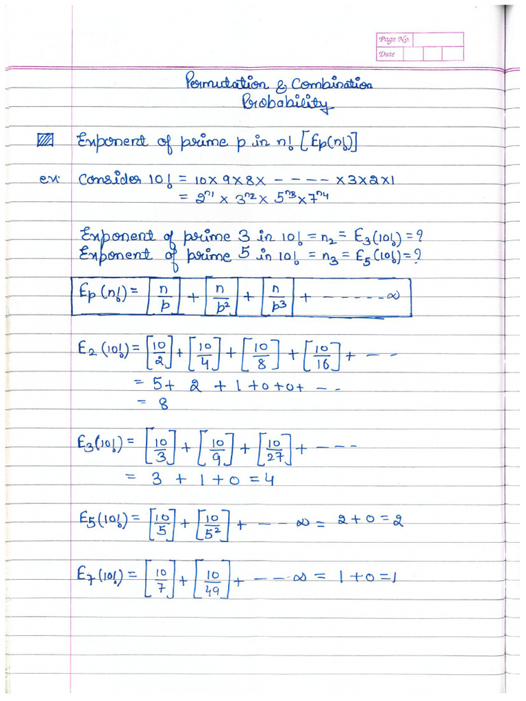 MATHS PnC+Probability Complete Notes | PDF