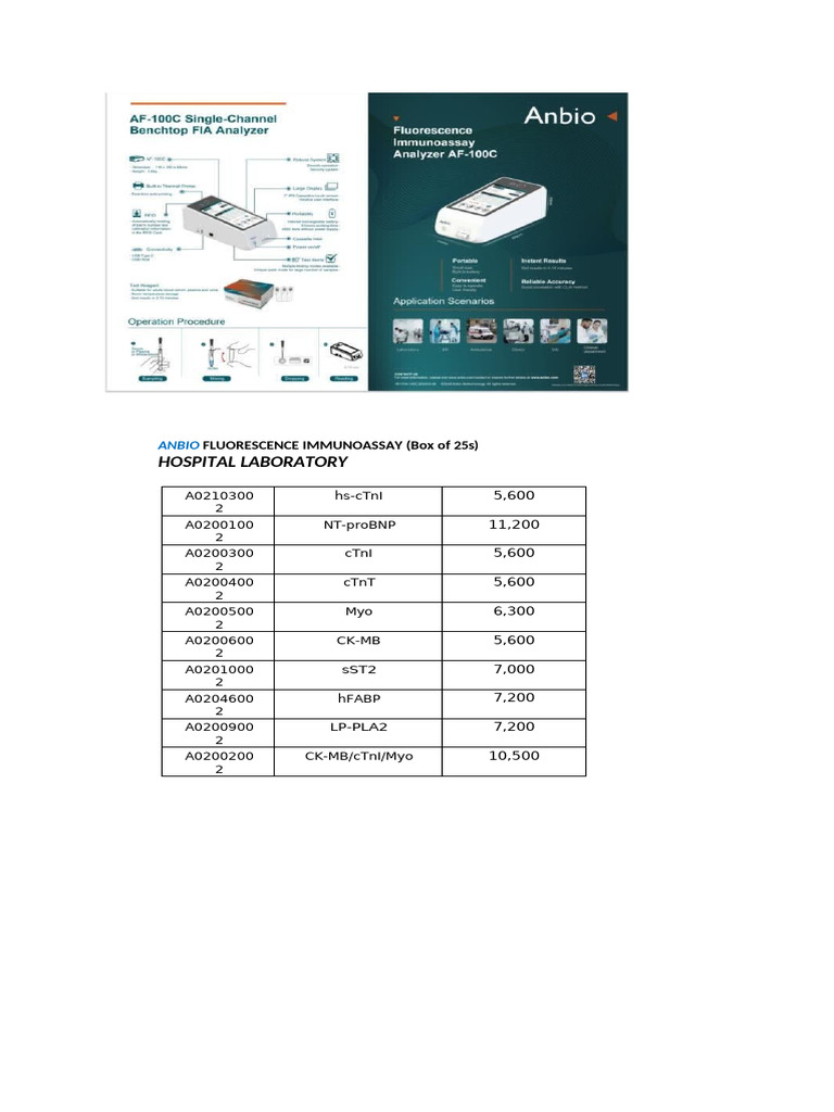 Price List Anbio. FIA. HOSPITAL LAB Final GENERIC | PDF