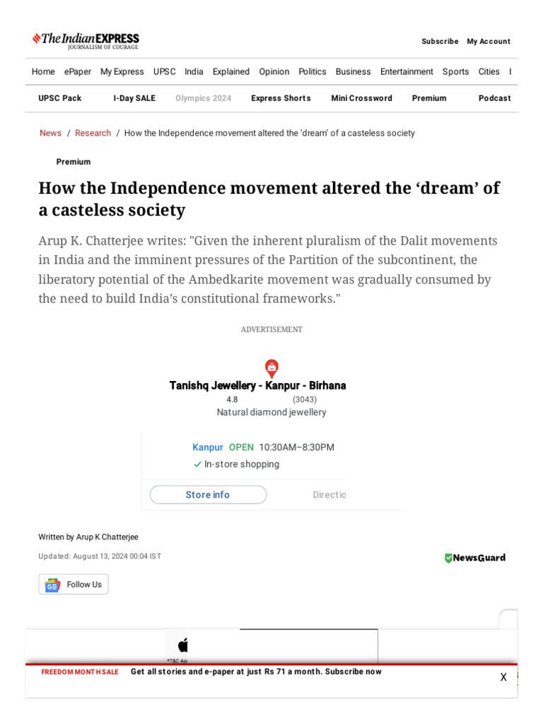 How The Independence Movement Altered The Dream' of A Casteless Society ...