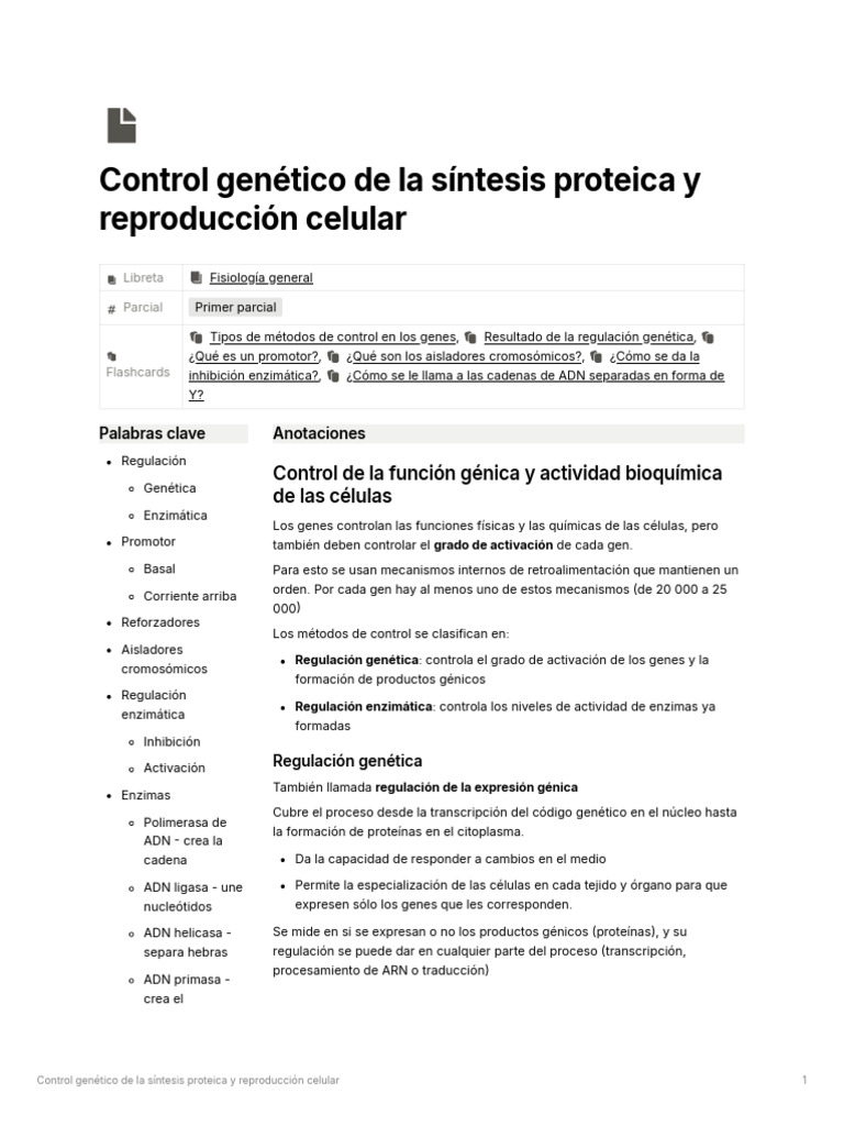 Control Genético de La Síntesis Proteica y Reproducción Celular 2 | PDF