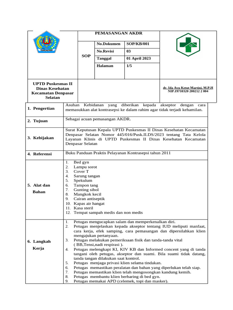 KB-01-Pemasangan AKDR | PDF