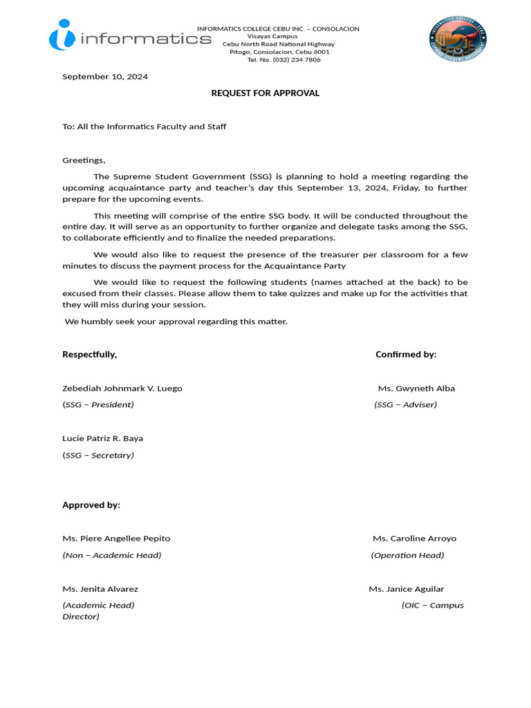 Approval Letter - Meeting | PDF