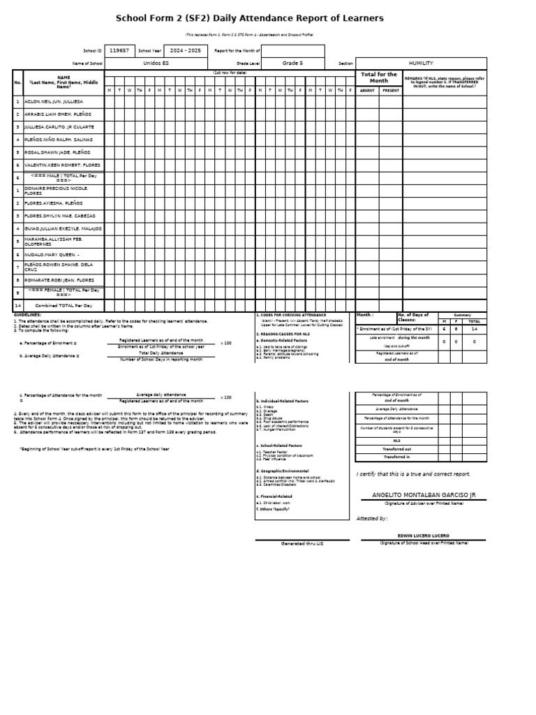 SF2 - 2024 - Grade 5 - HUMILITY | PDF