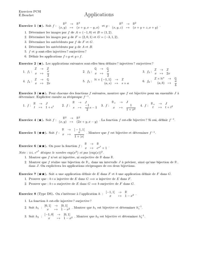 Exercices Applications | PDF | Functions And Mappings | Mathematical Relations