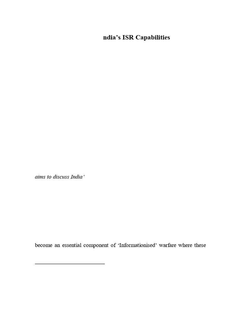 Impact of India ISR Capabilites On South Asian Security Dynamics | PDF
