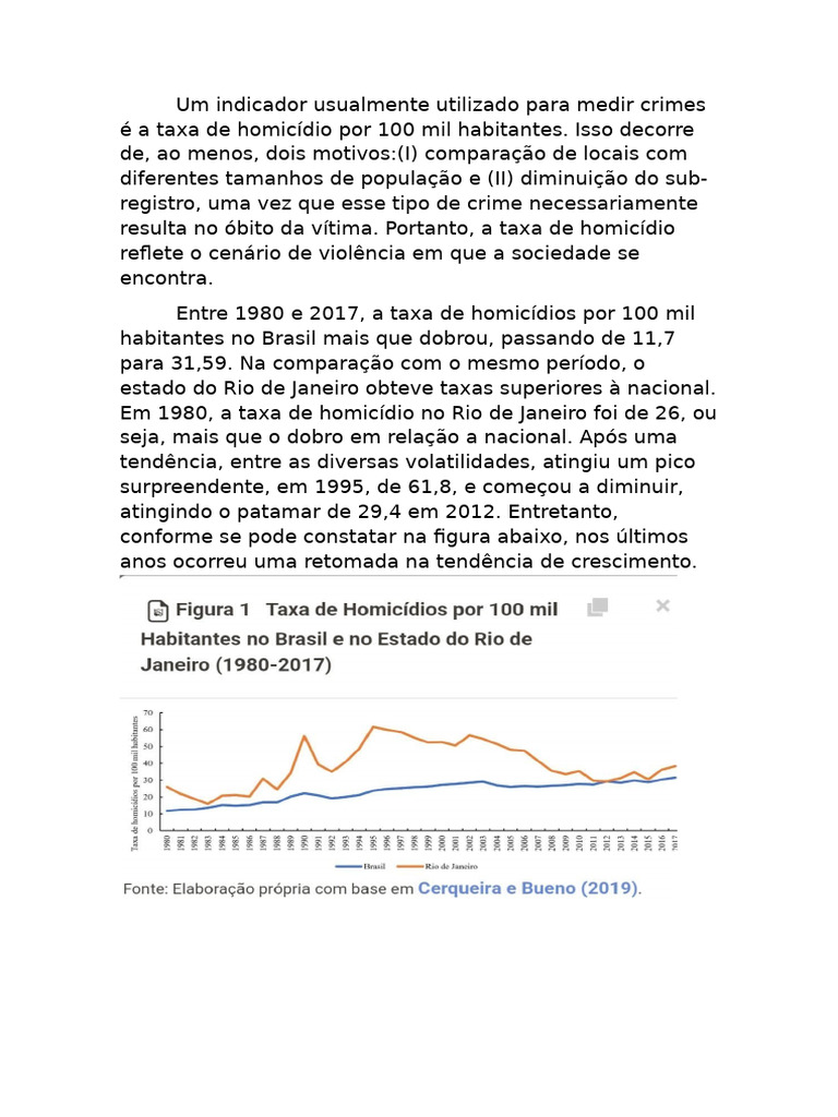 Um Indicador Usualmente Utilizado para Medir Criminalidade É A Taxa de ...