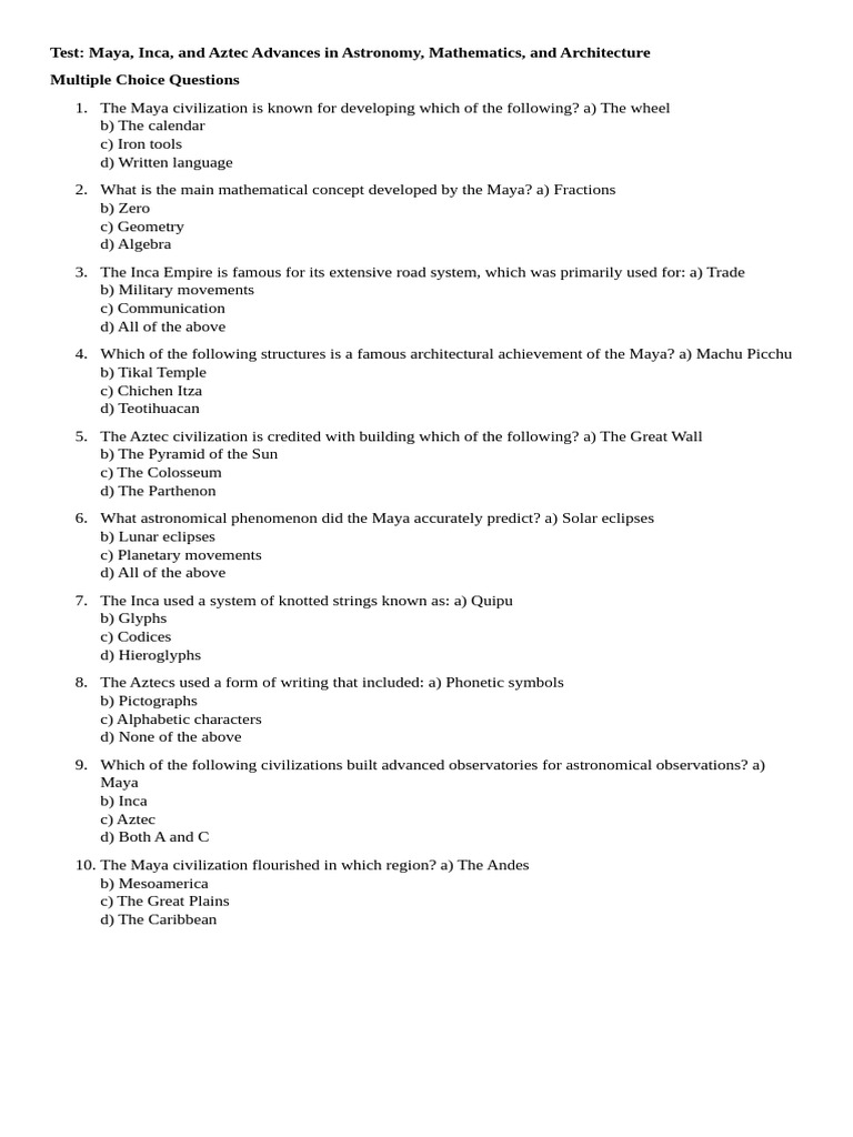 25 Item Test With Answer Key | PDF