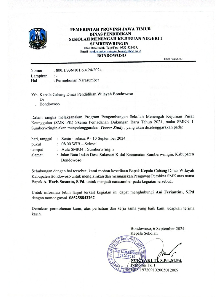 Permohonan Narasumber Pak Haris | PDF