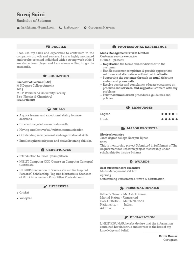Suraj-Saini CV | PDF | Cognition