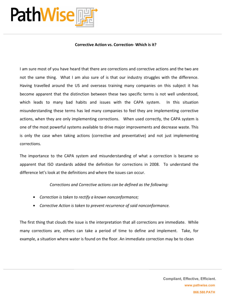 Corrective-Action-vs-Correction | PDF