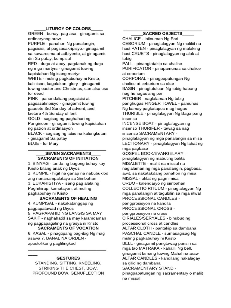 Altar Server Reviewer (1) | PDF