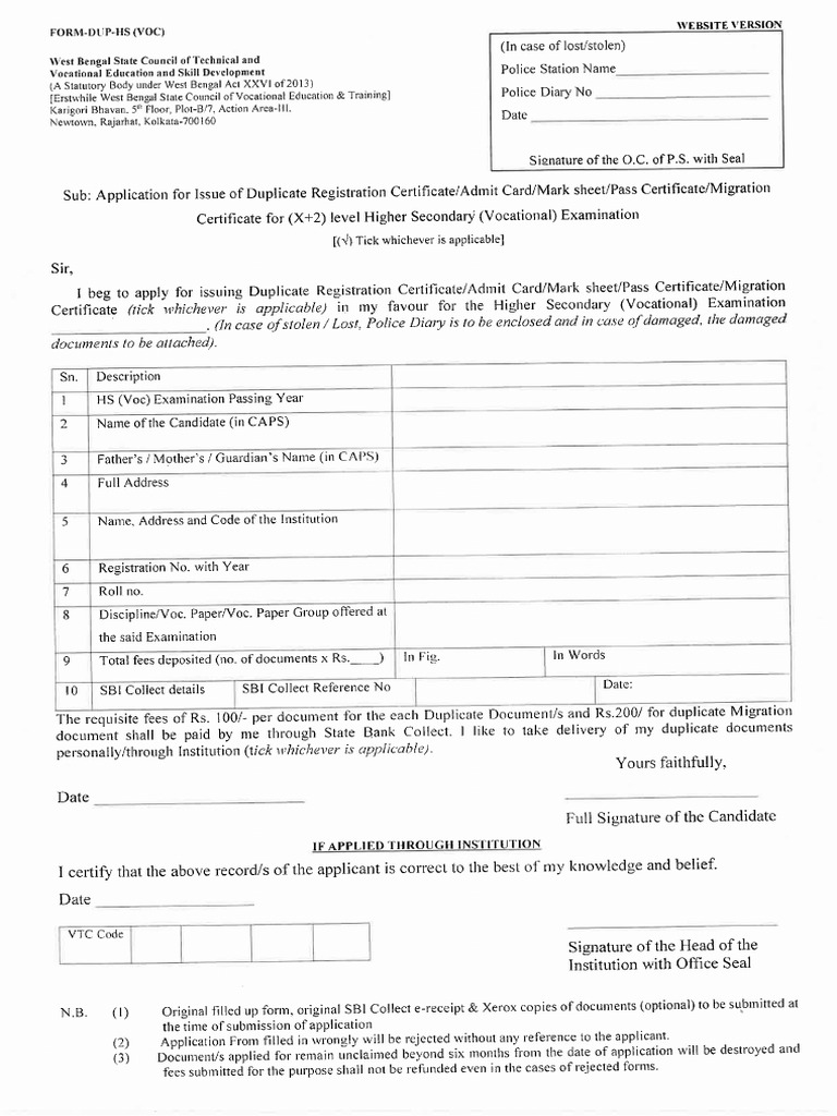 Duplicate Registration Certificate Admit Card Mark SheetPass ...