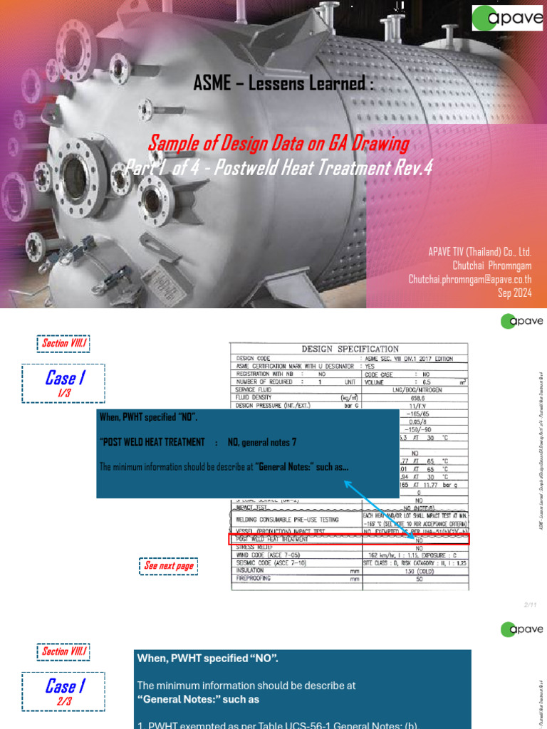 ASME - Lessens Learned - Sample of Design Data On GA Drawing Part 1 of ...