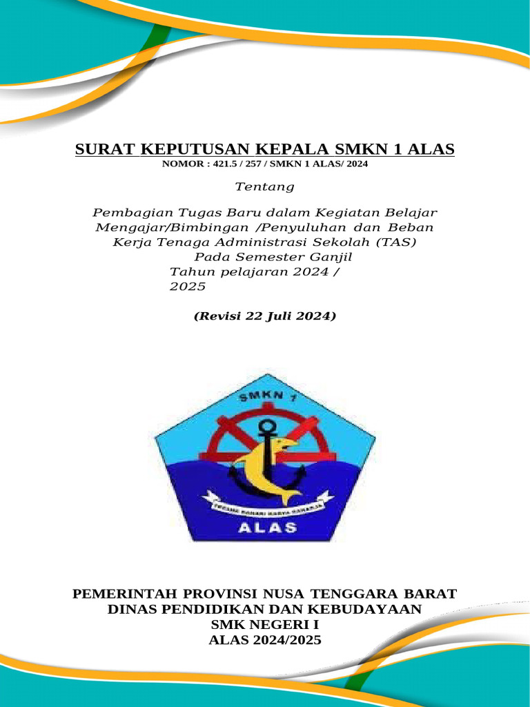 SK Pembagian Tugas Semester Ganjil TP 2024-2025 (Revisi) 1 | PDF