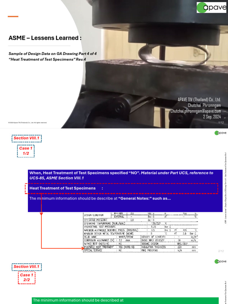 ASME - Lessens Learned - Sample of Design Data On GA Drawing Part 4 of ...
