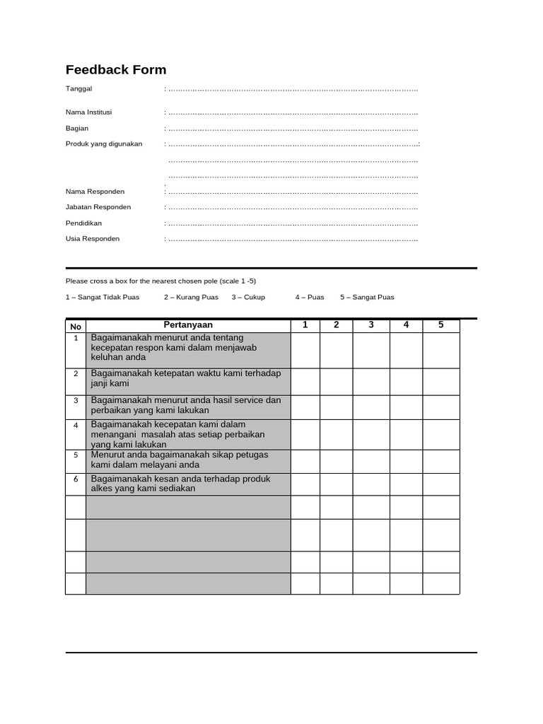 Kuesioner Survey Kepuasan Pelanggan | PDF