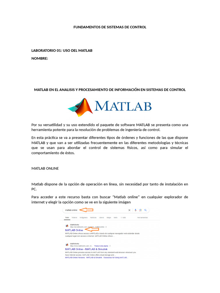 Lab01 Uso basico del MATLAB | PDF