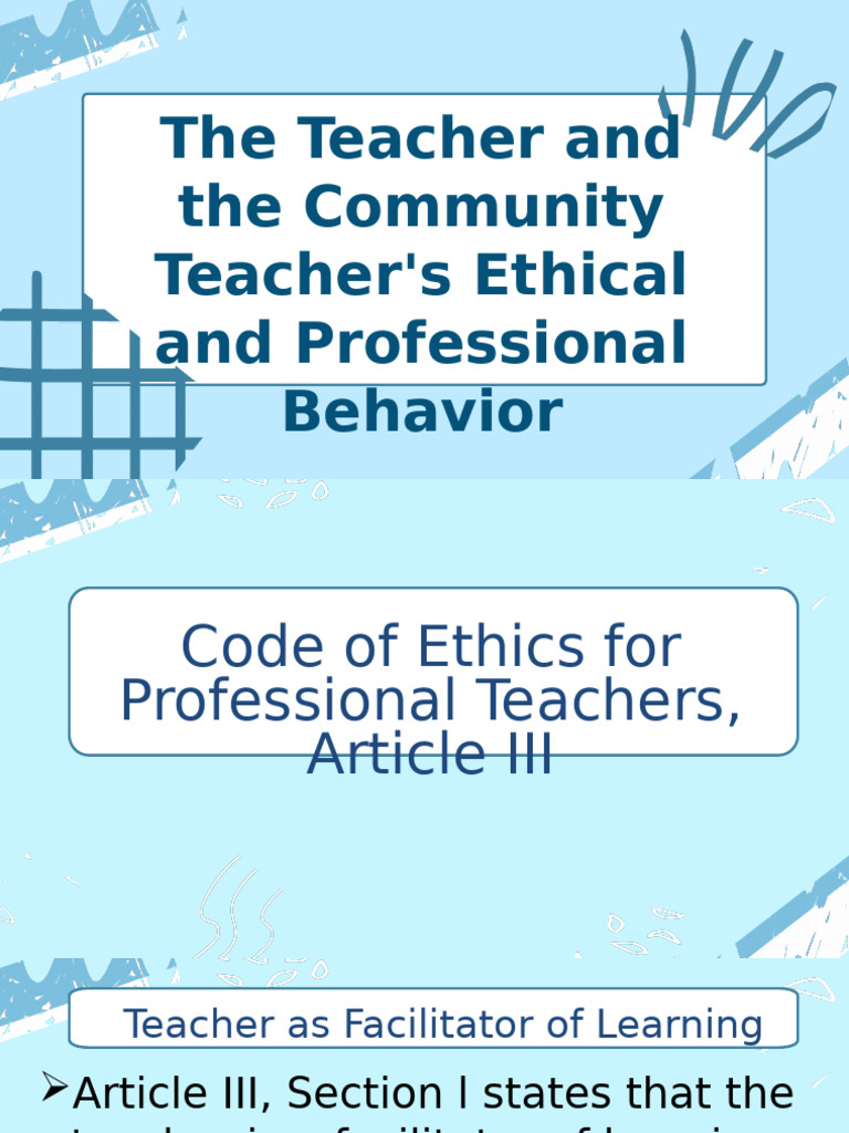 Teacher's Ethical & Professional Behavior | PDF