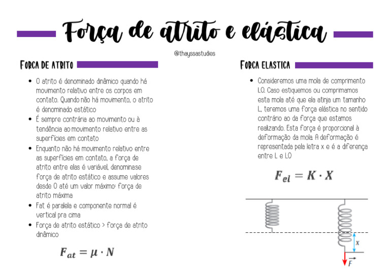 Força de atrito e elástica | PDF