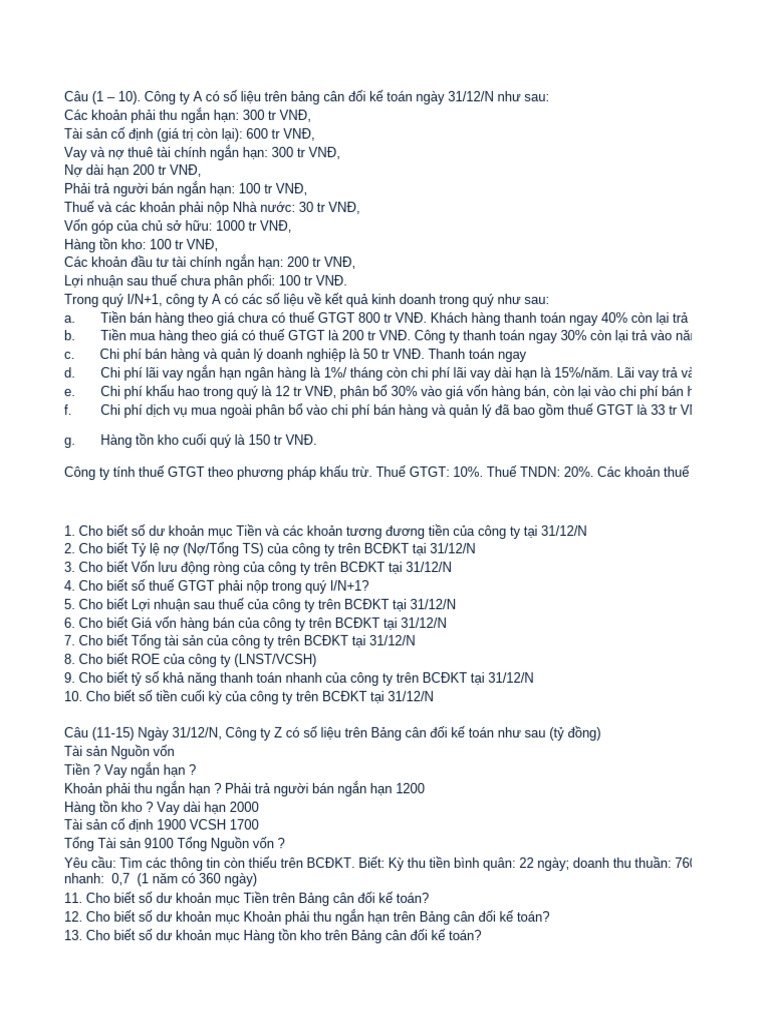 Bài Tập TCDN Mẫu Đề Thi | PDF