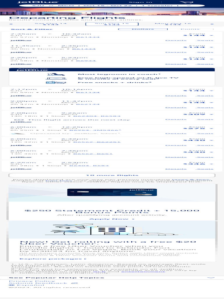 JetBlue Select Flights | PDF