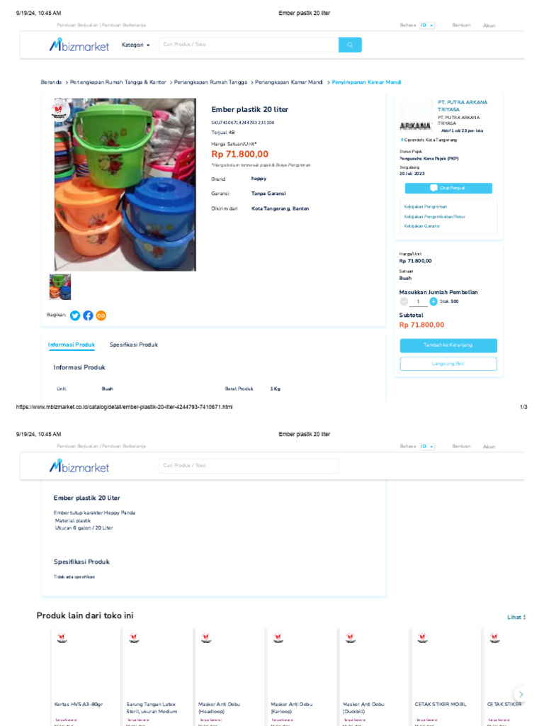 Ember plastik 20 liter | PDF