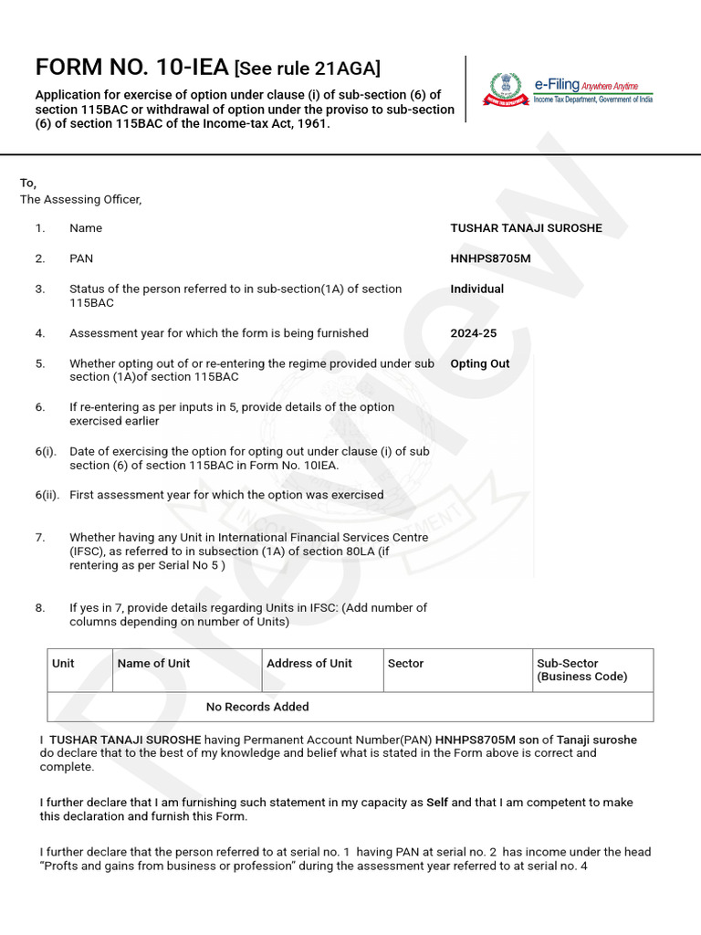 Form 10-IEA - Filed Form | PDF