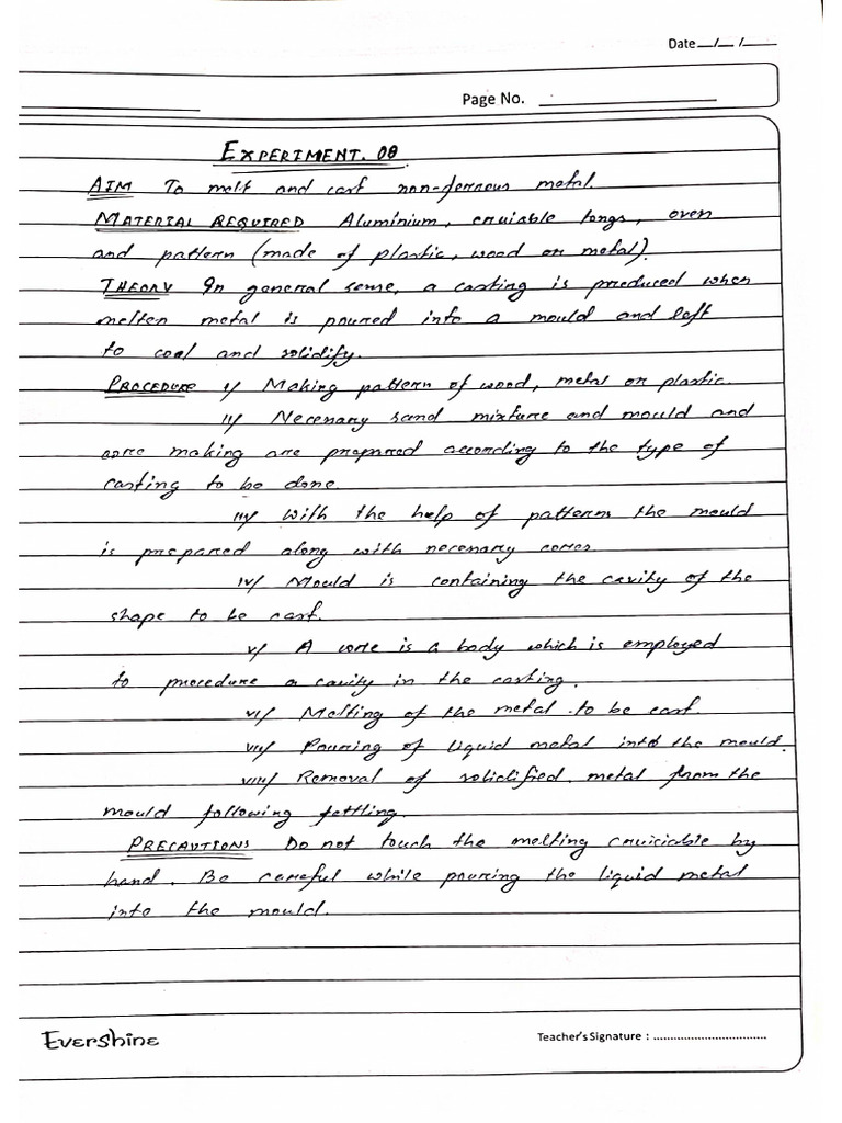 Exp 8, Metal Casting - MT3 | PDF