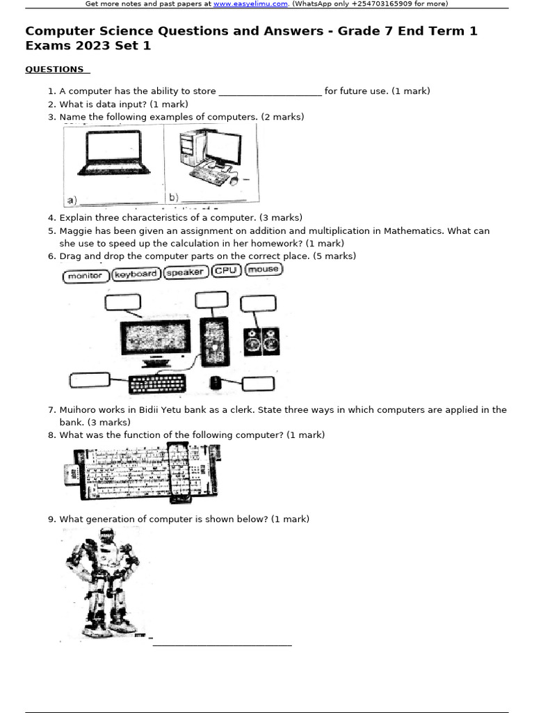 Exam Grade 7 | PDF