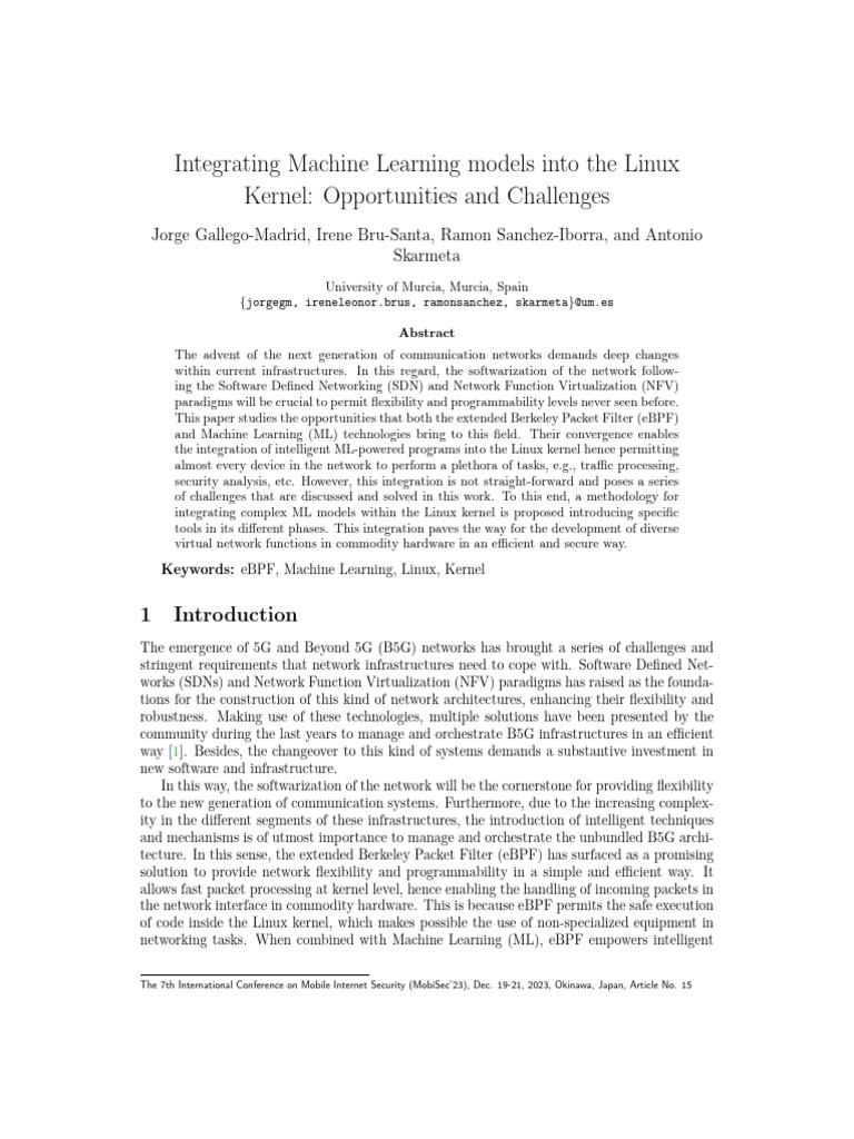 Integrating Machine Learning Models Into The Linux Kernel ...