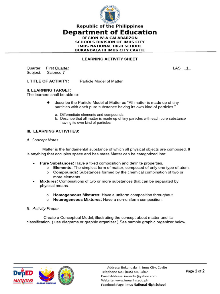 LEARNING ACTIVITY SHEET 1 1q.docx AUG 20 | PDF