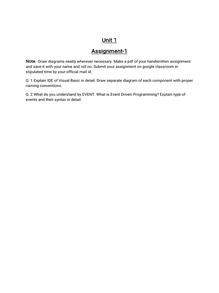 Unit 1 Assignment-1 | PDF