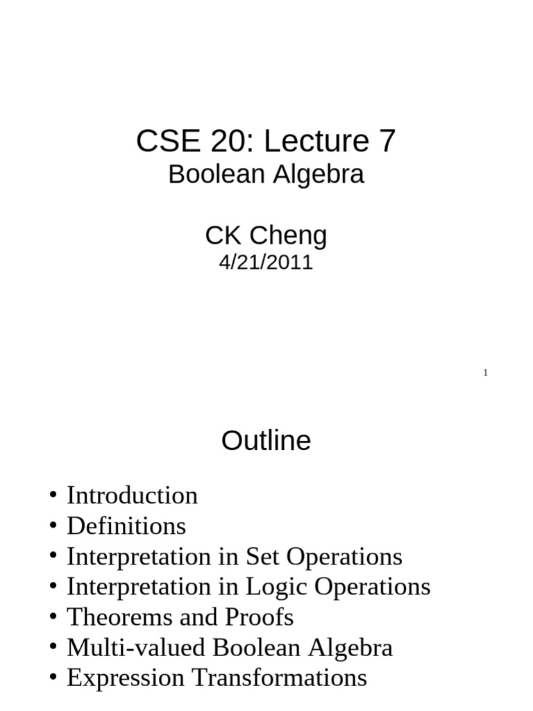 Boolean Algebra | PDF