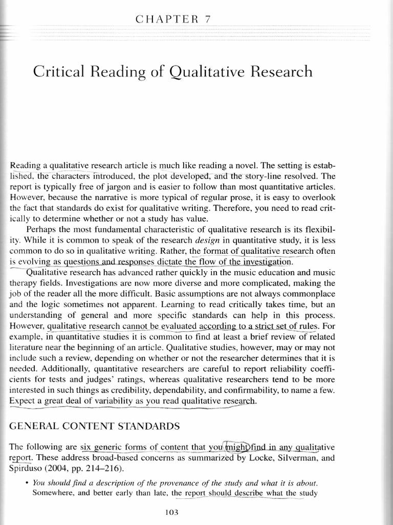 Phillips Chapter 7 Critical Reading of Qualitative Research | PDF