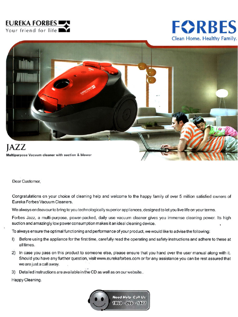 Eureka Forbes Vacuum Cleaner Jazz Odp4apn5 | PDF