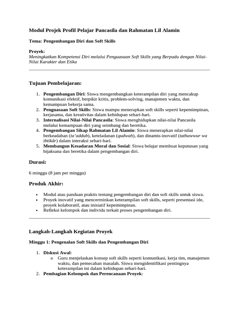 Modul p5ra Tema Tema Pengembangan Diri Dan Soft Skills | PDF Modul p5ra Tema Tema Pengembangan Diri Dan Soft Skills | PDF