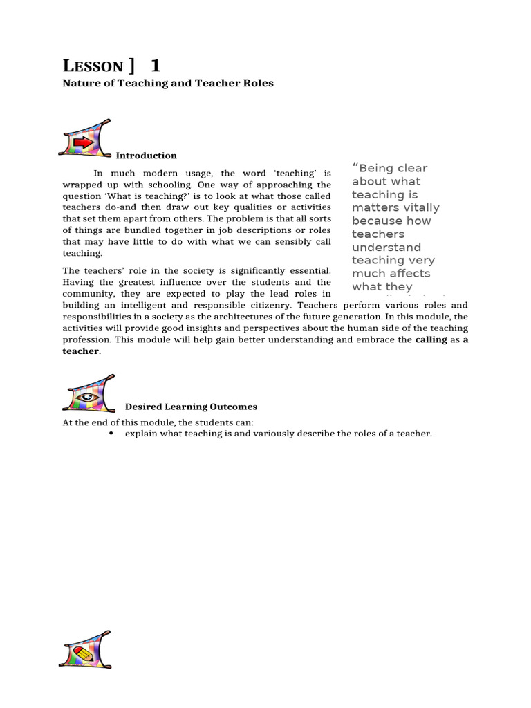 The Teaching Profession Lesson 1 3 | PDF | Pedagogy | Wellness