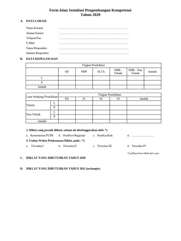 Form Isian Kad | PDF