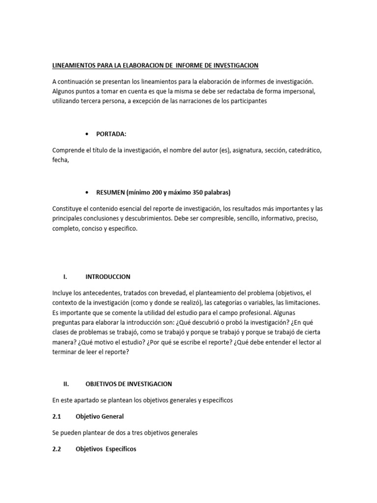 Formato para Elaboracion de Informe de Investigacion | PDF