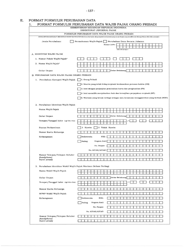 4. Formulir Perubahan Data WP OP | PDF