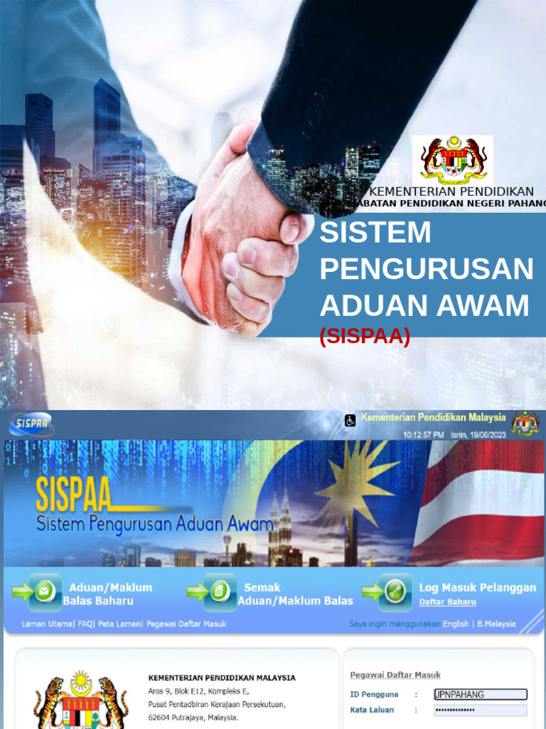 Menu Utama Aduan | PDF