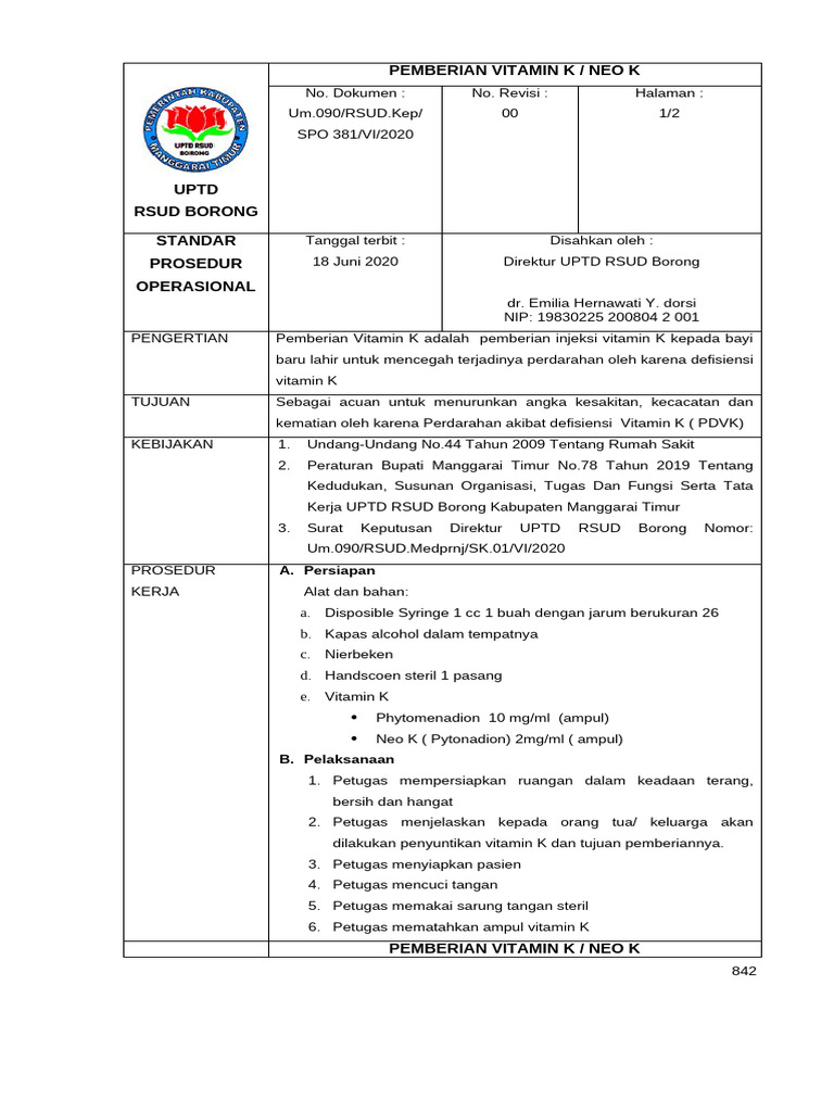 381 Spo Pemberian Vitamin K | PDF